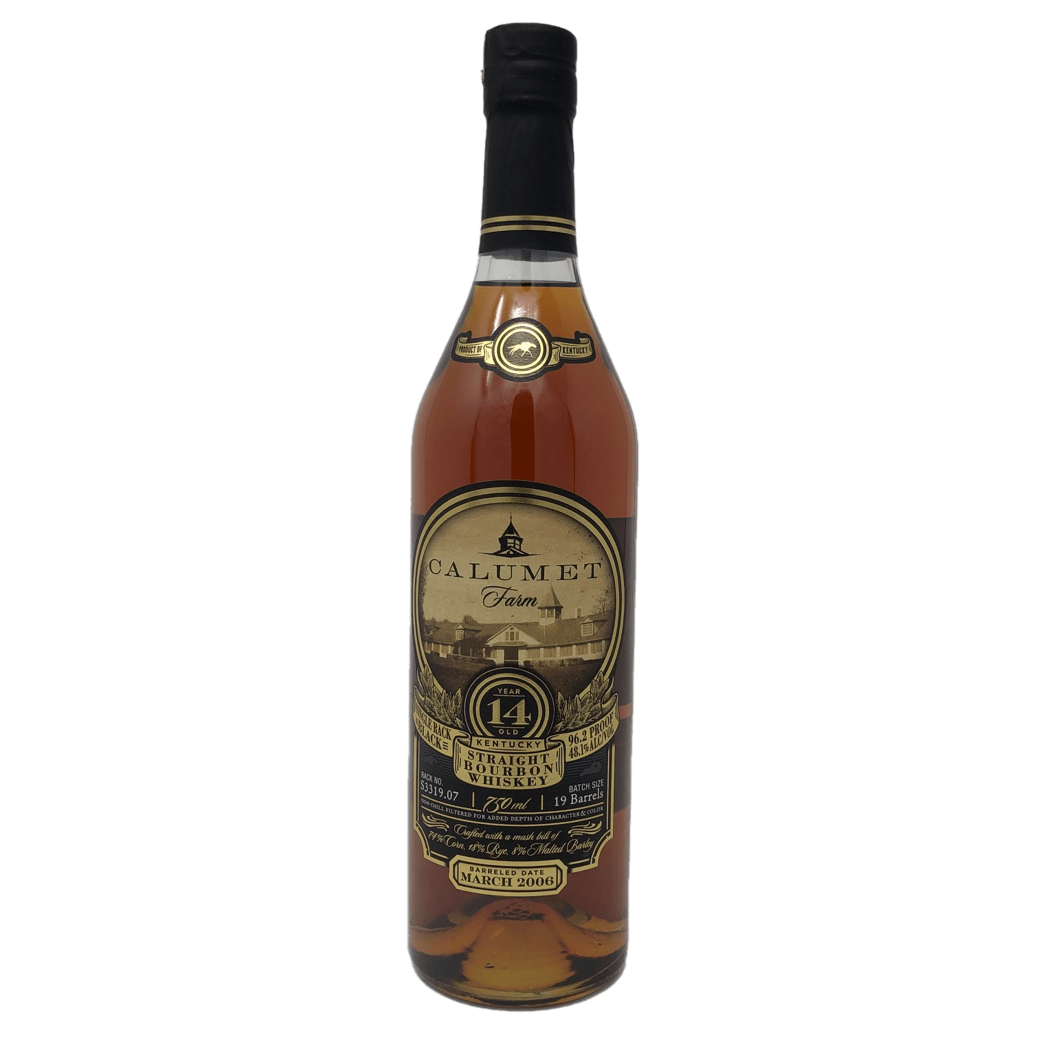 Calumet Farm 14 Year Single Rack Black Kentucky Straight Bourbon ... Calumet Farm 14 Year Single Rack Black Kentucky Straight Bourbon ...